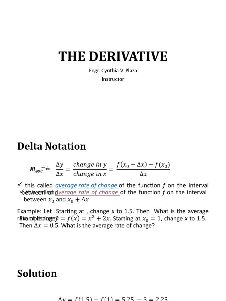 Cal - 1 The Derivative Delta Method | PDF
