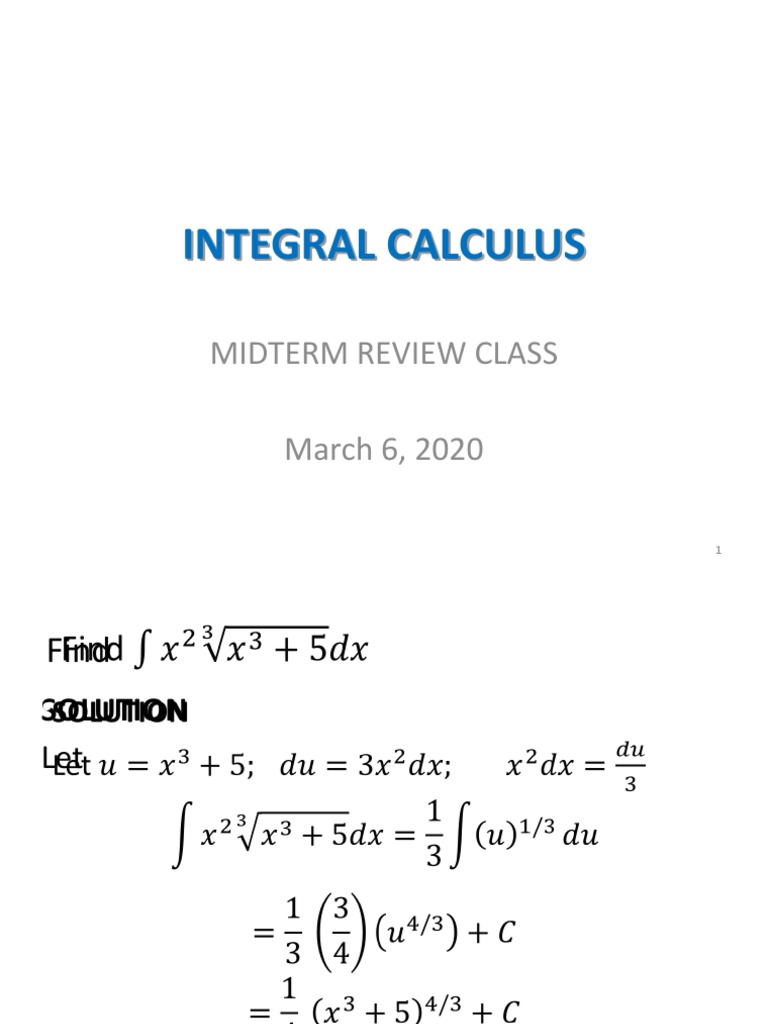 Integral Calculus Midterm Review | PDF