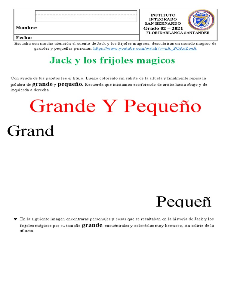 Actividades de Jack y los frijoles mágicos | PDF