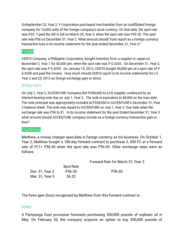 Module Assessment Answers - Effects of Changes in Foreign Currency ...