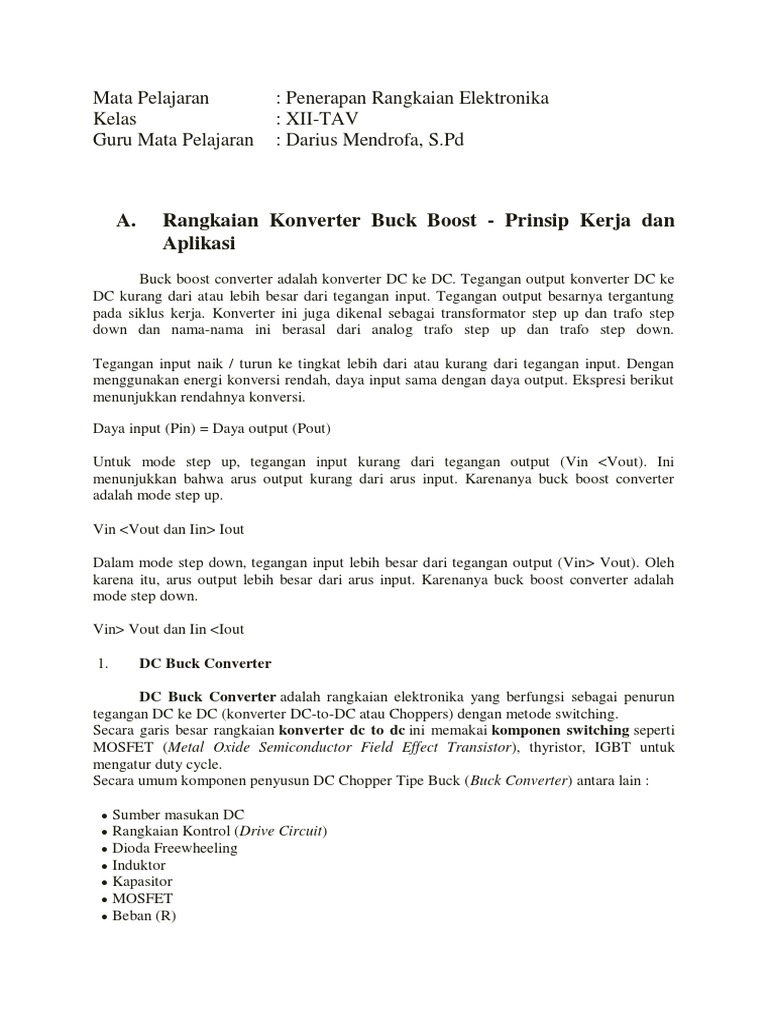 Rangkaian dan Prinsip Buck Boost Converter | PDF | Sains & Matematika ...