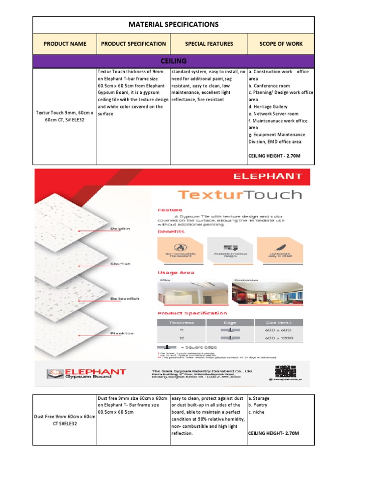 Material Specifications | PDF | Tile | Acrylic Paint