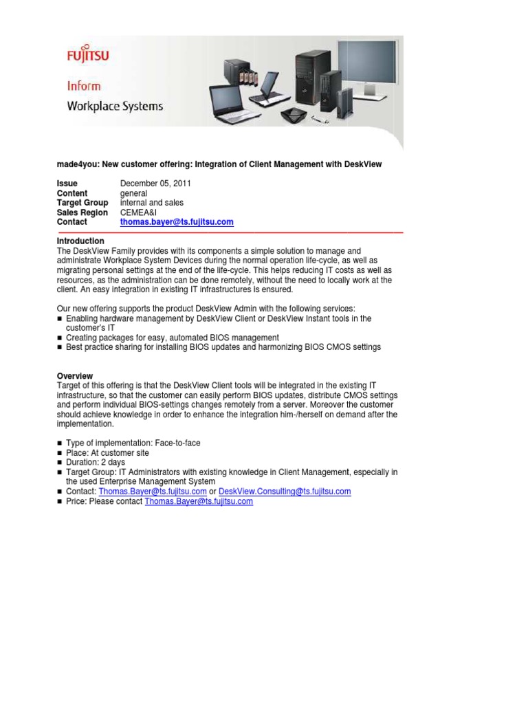 DeskView Integration for IT Admins | PDF | Bios | Application Software