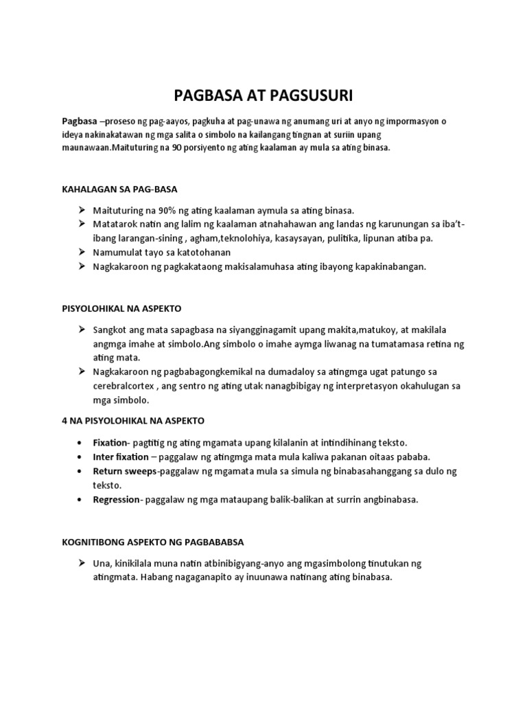 Pagbasa at Pagsusuri Lesson | PDF