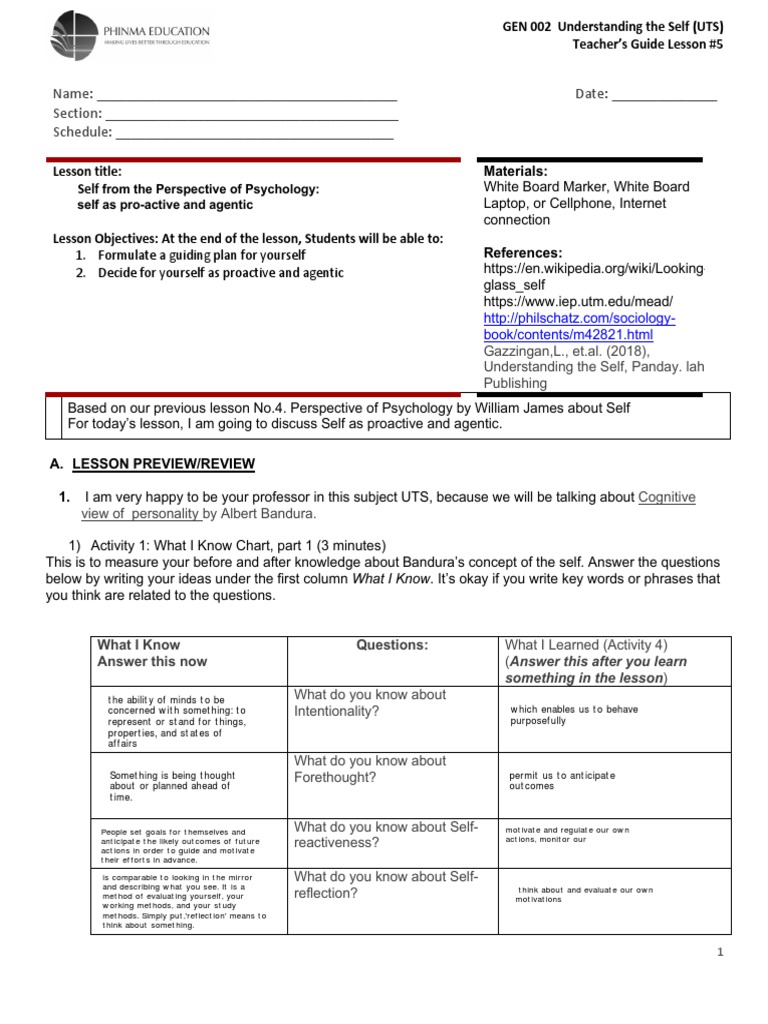 Gen 002 Day 7 - Lesson 5 TG | PDF | Self | Metaphysics Of Mind