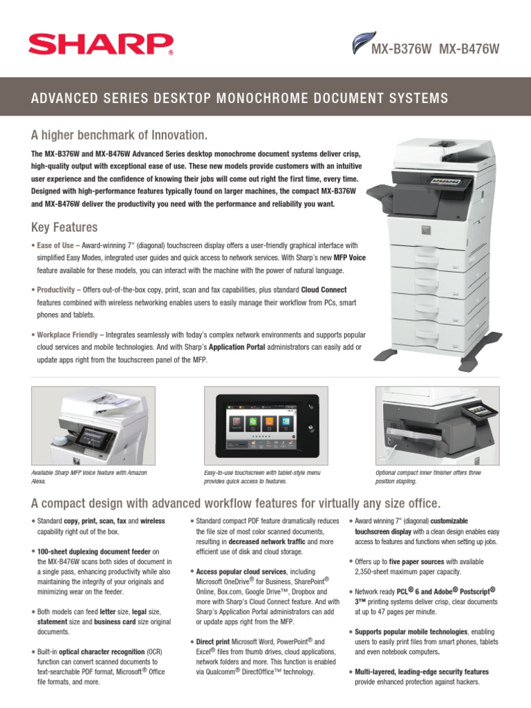 Sharp MX-B476 Sheet | PDF | Image Scanner | Fax