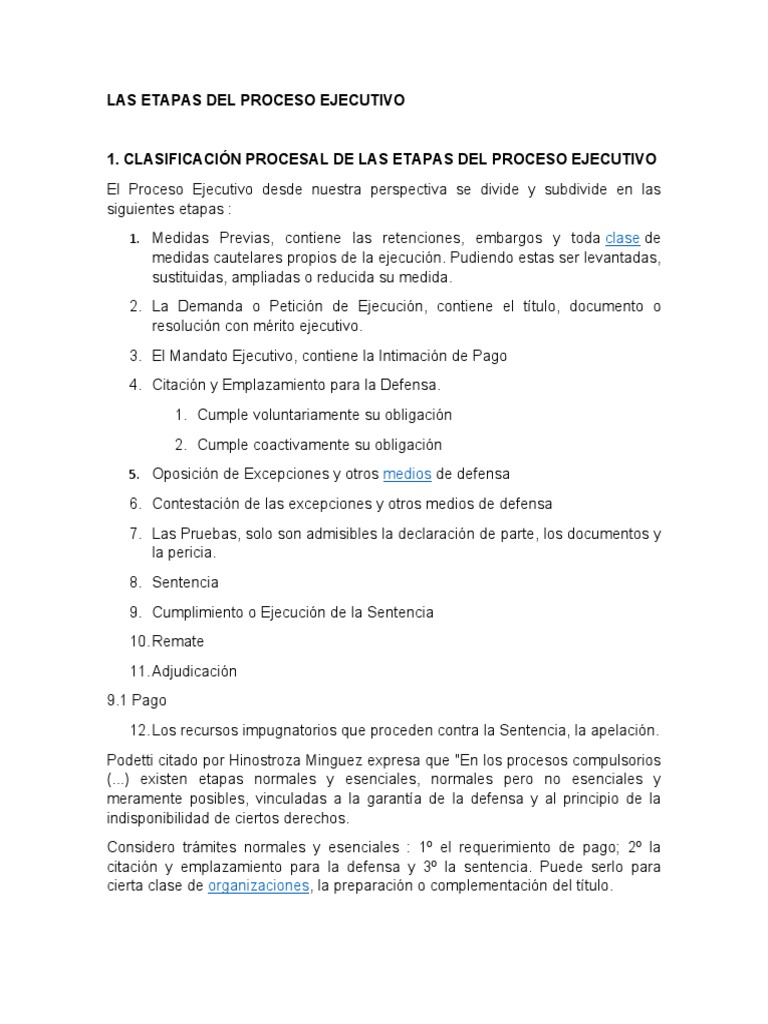 Las Etapas Del Proceso Ejecutivo | PDF | Demanda judicial | Ley procesal