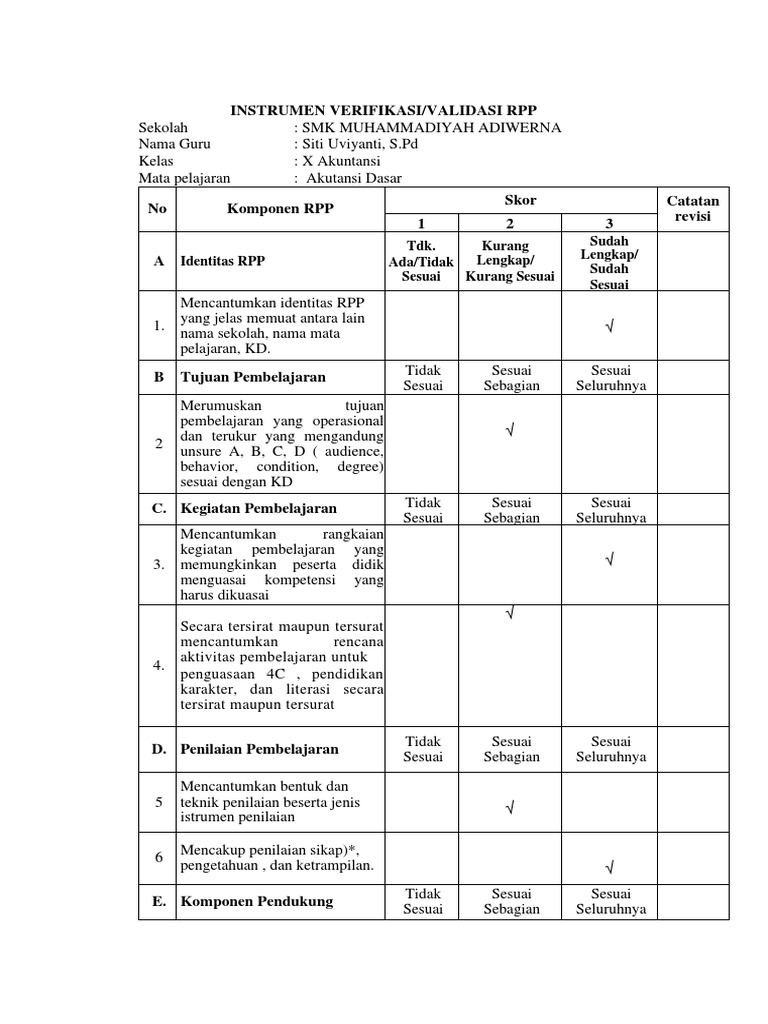 Instrumen RPP Dan RPP Akuntansi Dasar | PDF | Karier & Perkembangan