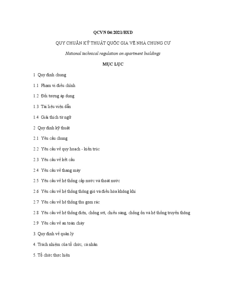 Quy Chuan Ky Thuat Quoc Gia Ve Nha Chung Cu | PDF