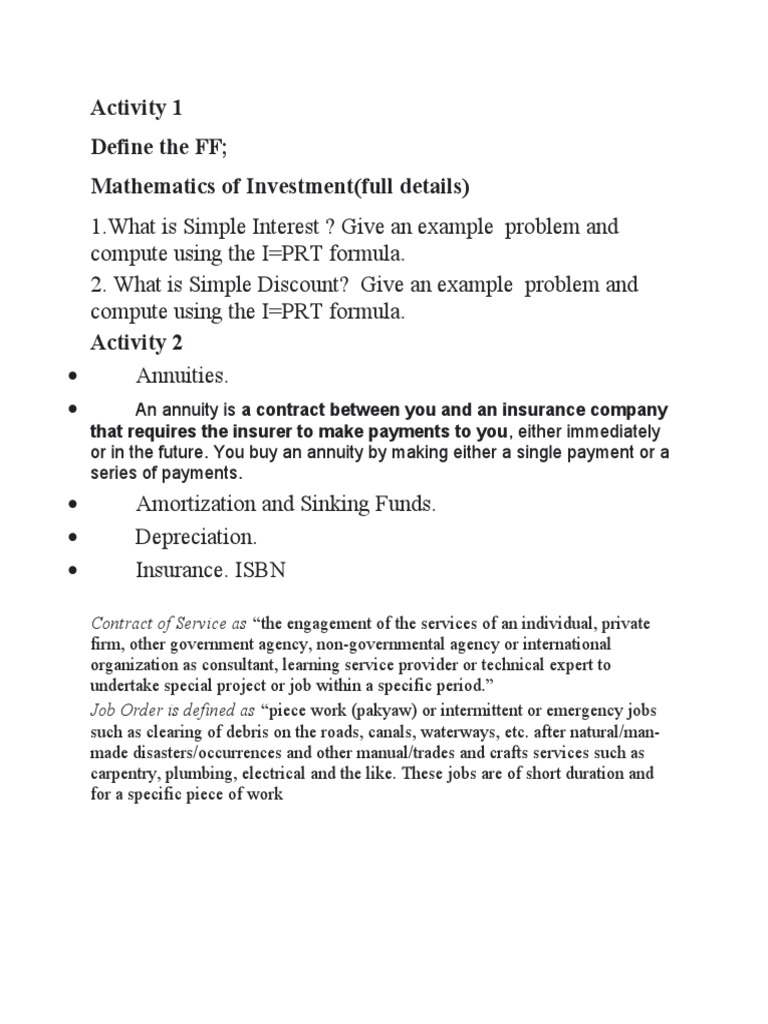 Mathematics of Investment | PDF