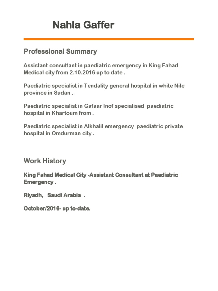 Pediatric Consultant Profile | PDF | Pediatrics | Medicine
