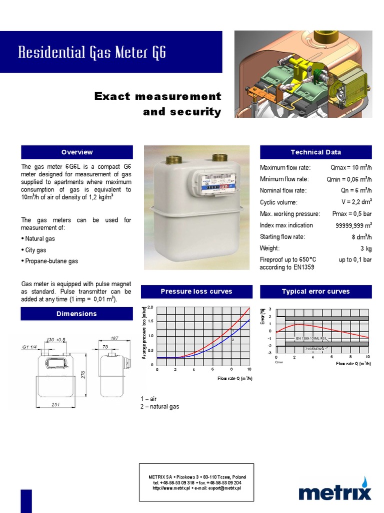 Residential Gas Meter G6: Exact Measurement and Security | PDF | Flow ...