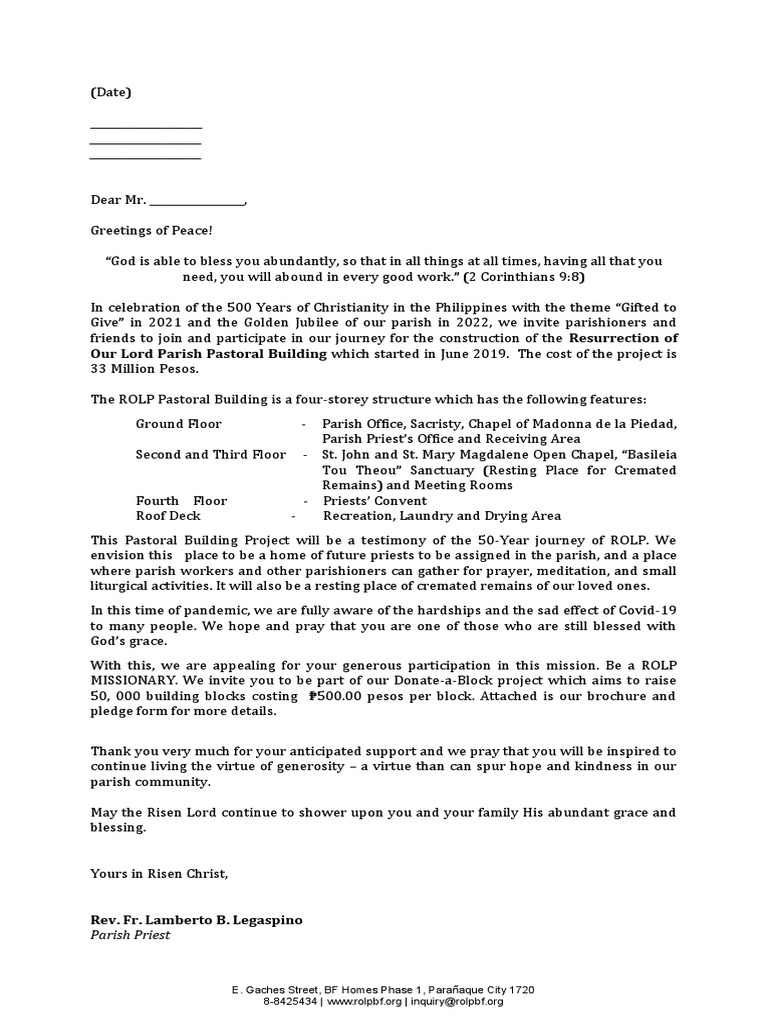Letter of Solicitation | PDF | Religious Behaviour And Experience ...