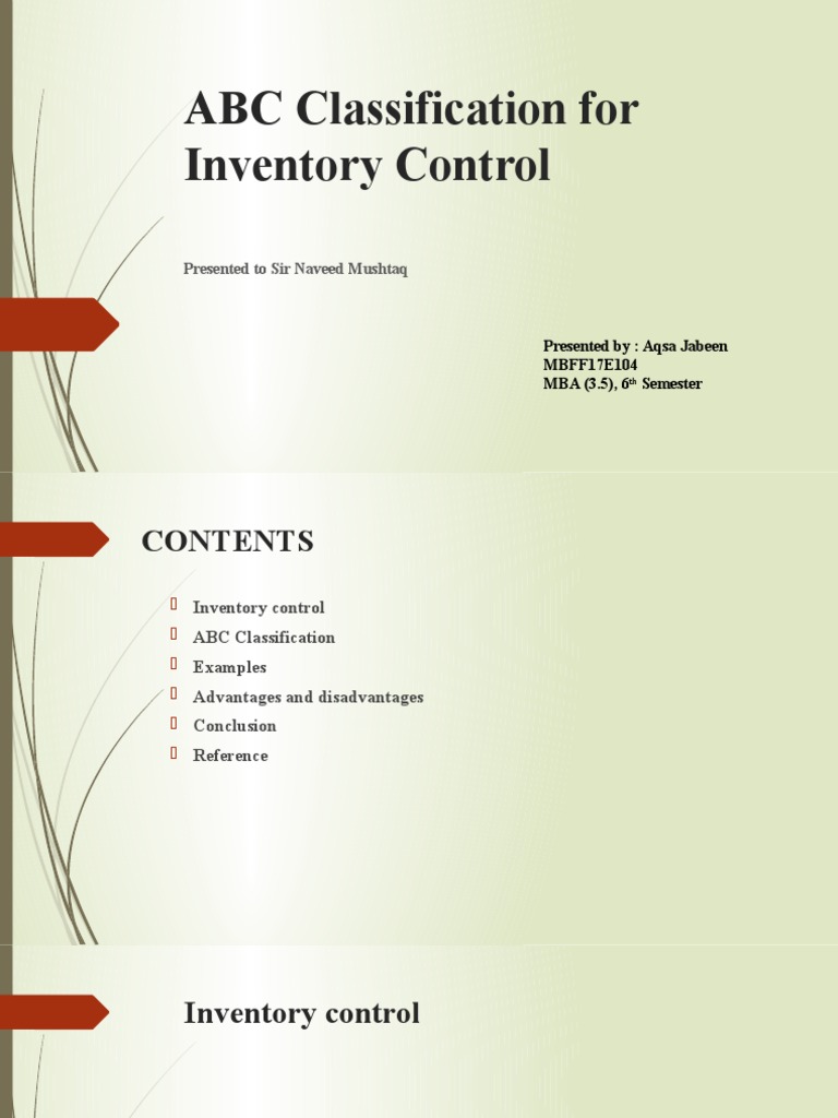ABC Inventory Control: Analysis & Insights | PDF | Inventory | Business