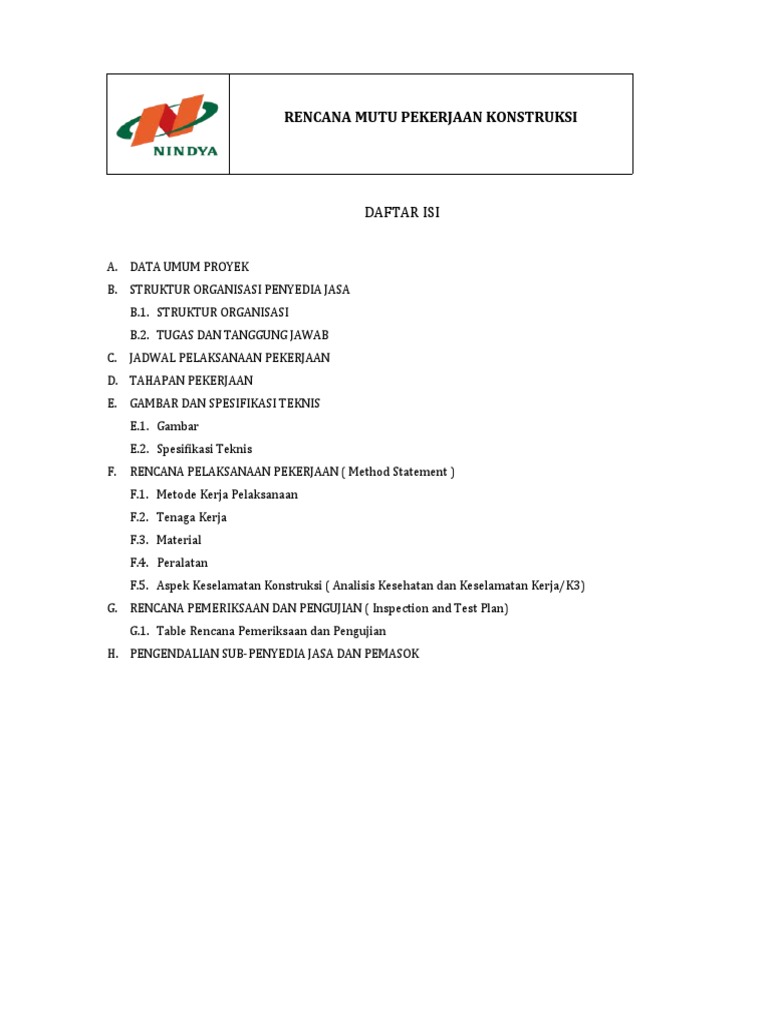 Rencana Mutu Pekerjaan Konstruksi (RMK) | PDF