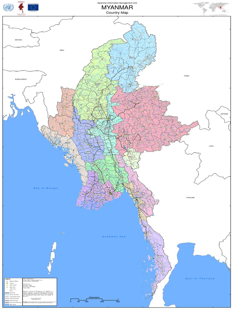 Myanmar Country Map For Transport MIMU | PDF