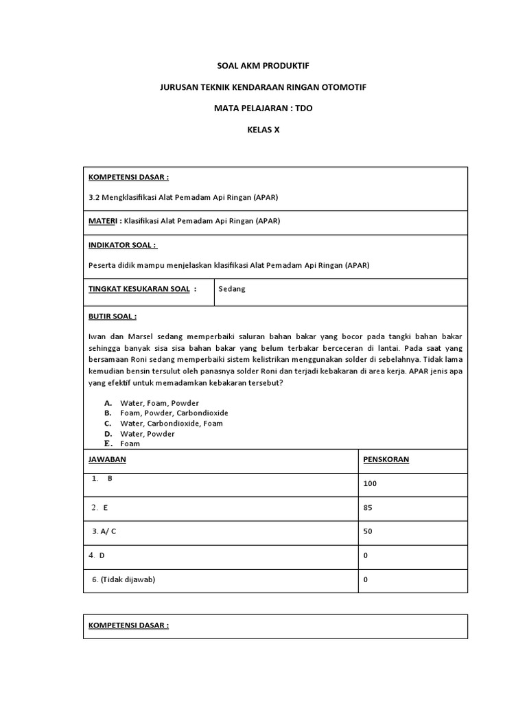 Soal Akm Tdo X | PDF
