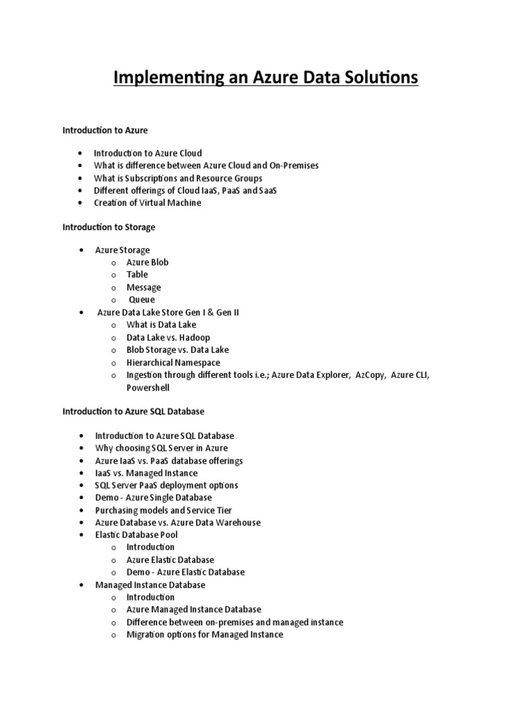 Azure Data Solutions | PDF | Databases | Cloud Computing