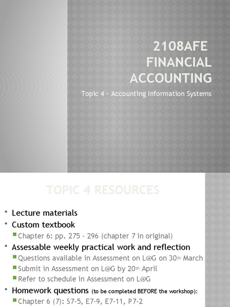 2108AFE Topic 4 - Accounting Information Systems - Student | PDF ...