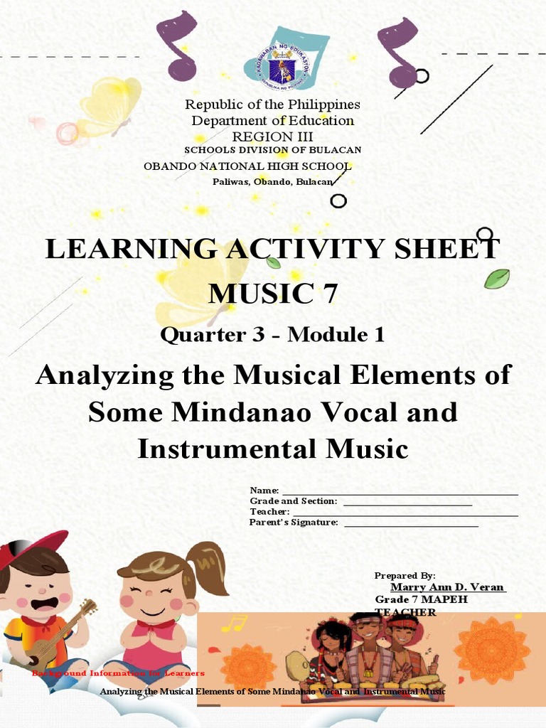 Music Module 1 Learning Activity Sheet (3rd QTR.) | PDF | Musical ...