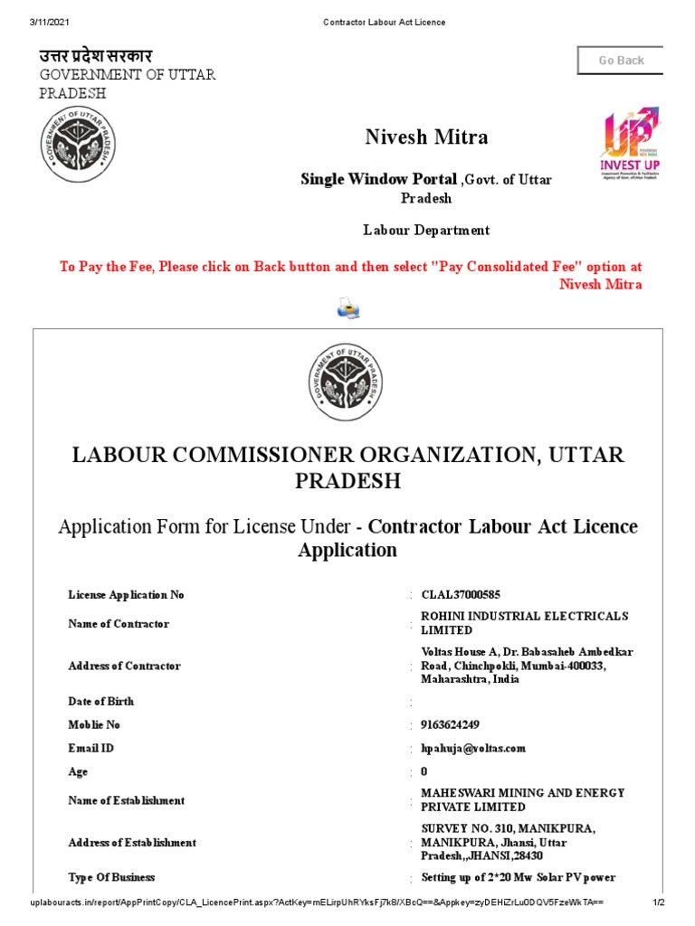 Contractor Labour Act Licence | PDF | Renewable Energy