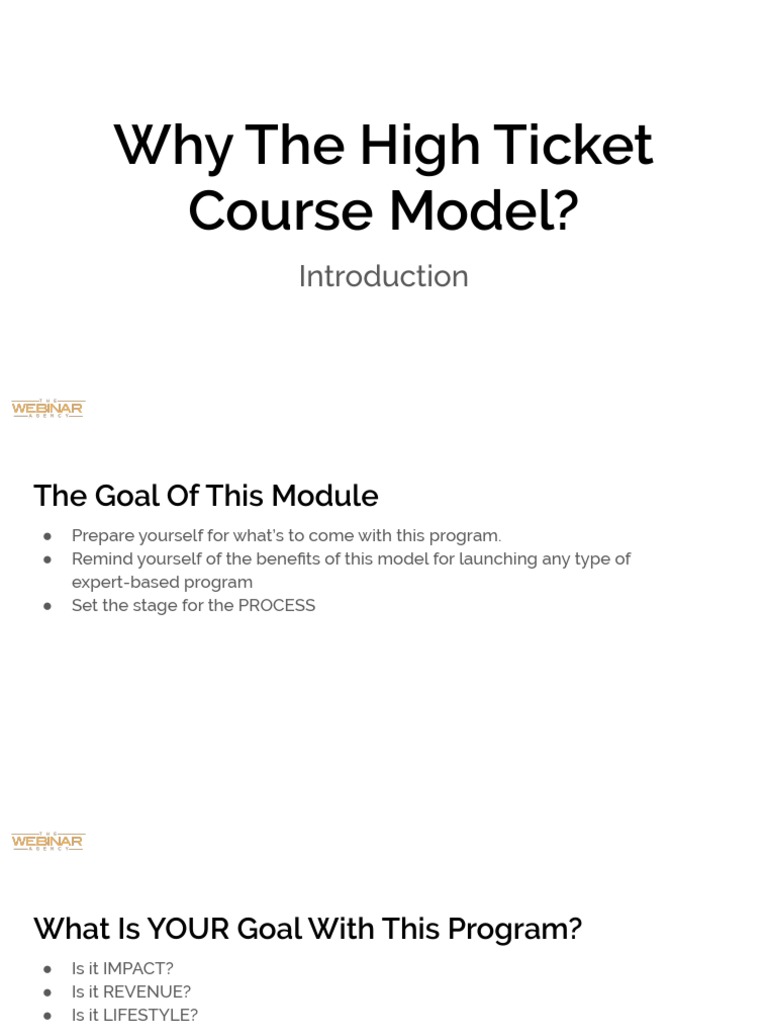 The High Ticket Course Model | PDF | Marketing | Business