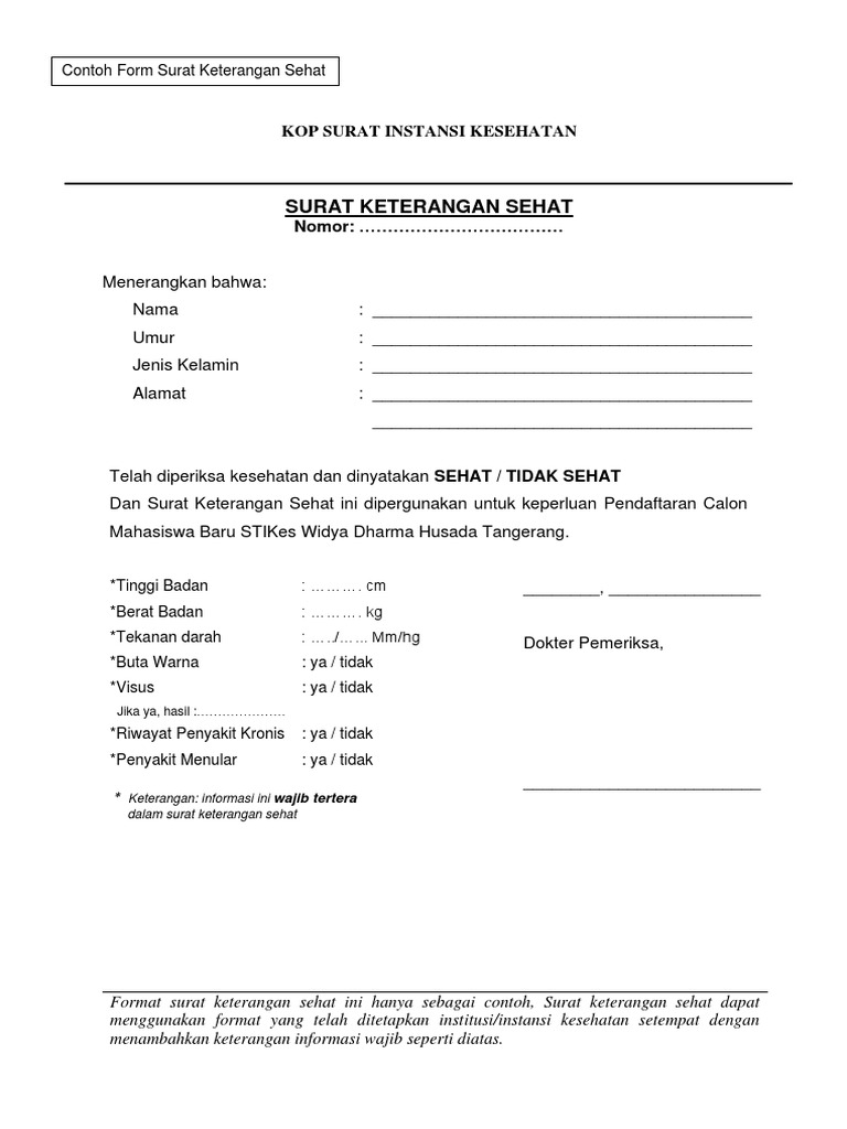 Surat Keterangan Sehat | PDF