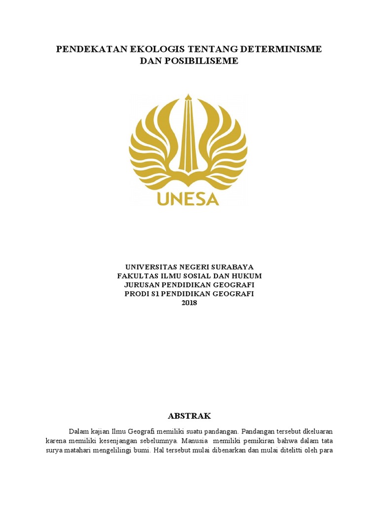 Pendekatan Determinisme dan Posibilisme | PDF