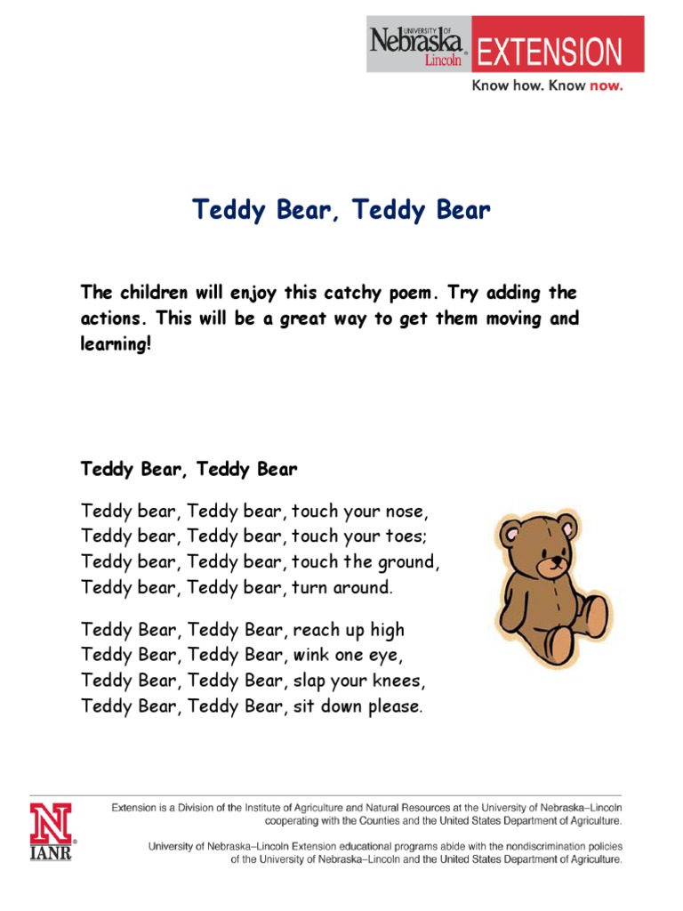 Teddy Bear, Teddy Bear | PDF | Language Arts & Discipline