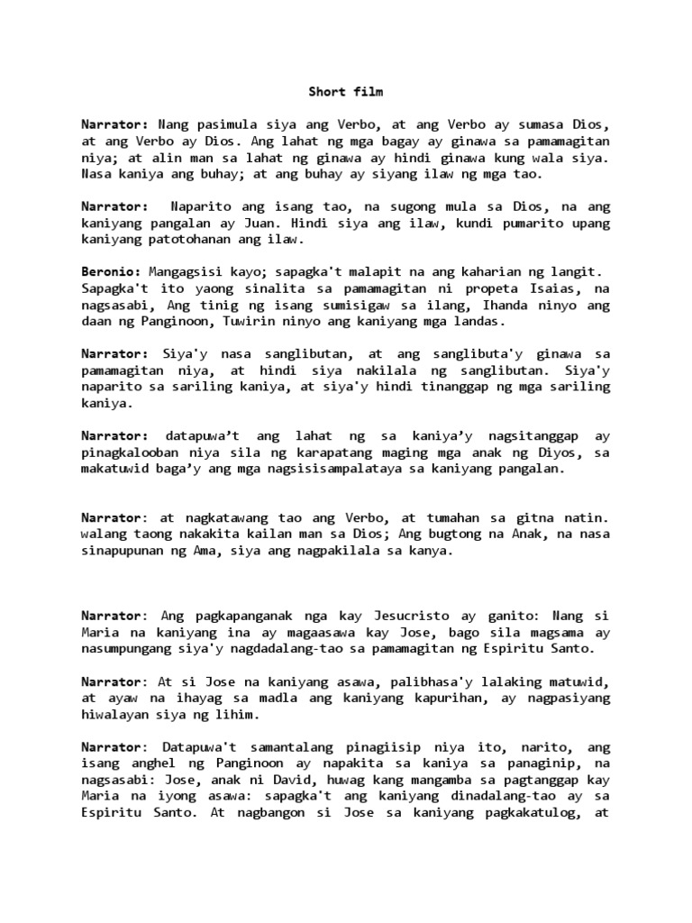 Script For The Film. | PDF