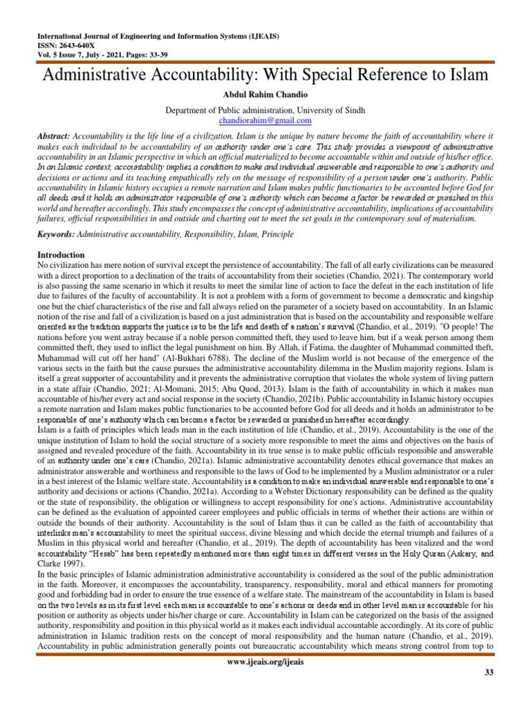 Administrative Accountability and Islam | PDF | Accountability | Sharia