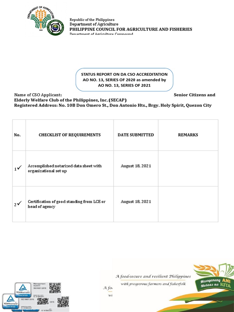 CSO Accreditation Requirements Checklist | PDF | Notary Public | Justice