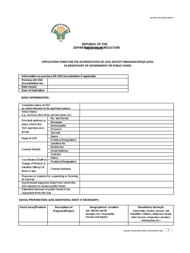 Department of Agriculture Republic of The Philippines: Da-Cso ...