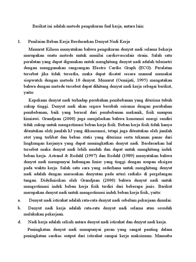 Metode Pengukuran Faal Kerja Ok | PDF