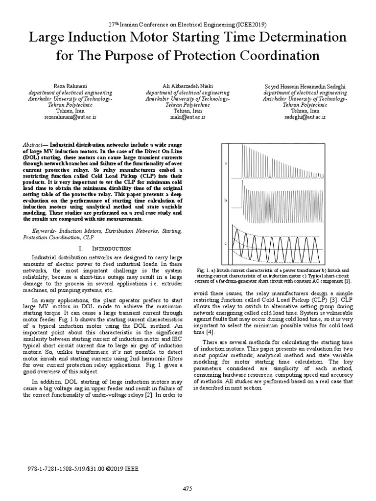 PAPER Motor Starting Time For Coordination | PDF | Electric Motor | Relay