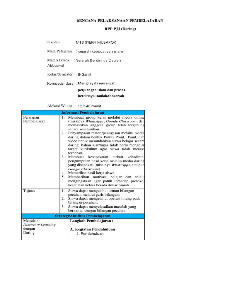 RPP Ski Kelas 8 | PDF
