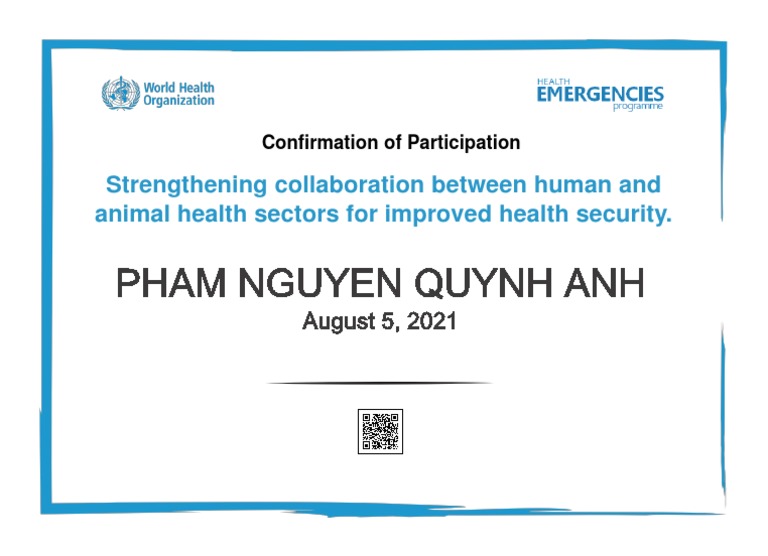 Human Animal Health Sectors - ConfirmationOfParticipation | PDF | Self ...