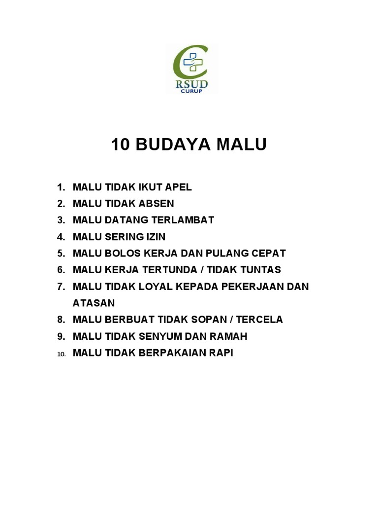10 Budaya Malu | PDF | Perjalanan