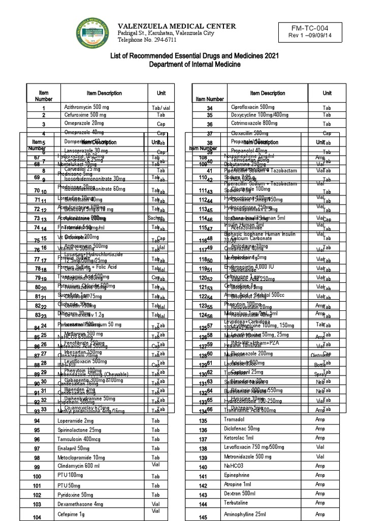List of Essential Drugs 2021 - Im | PDF | Organic Compounds | Medicine