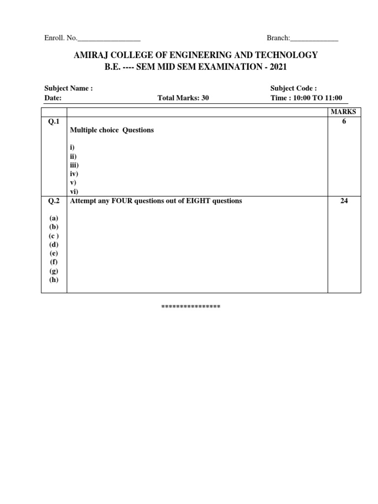 Que. Paper - Format | PDF
