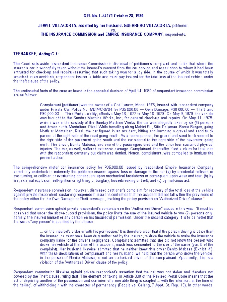 Villacorta vs. Insurance Commission and Empire Insurance Co., G.R. No ...