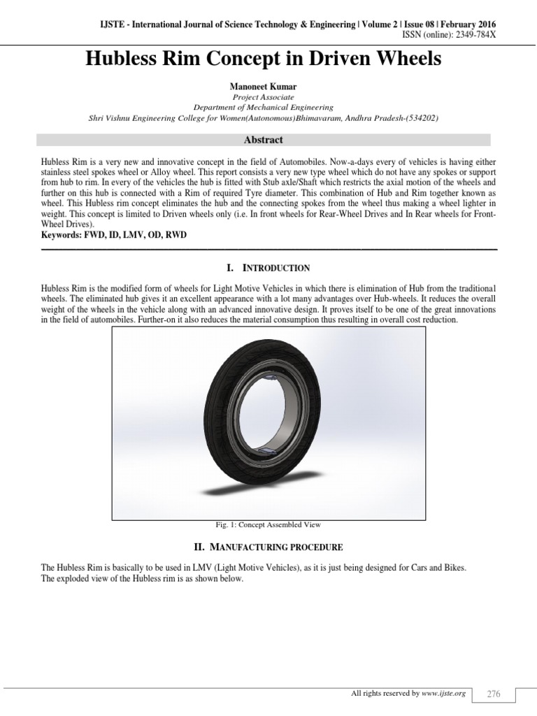Hubless Rim Innovation for Vehicles | PDF | Wheel | Axle