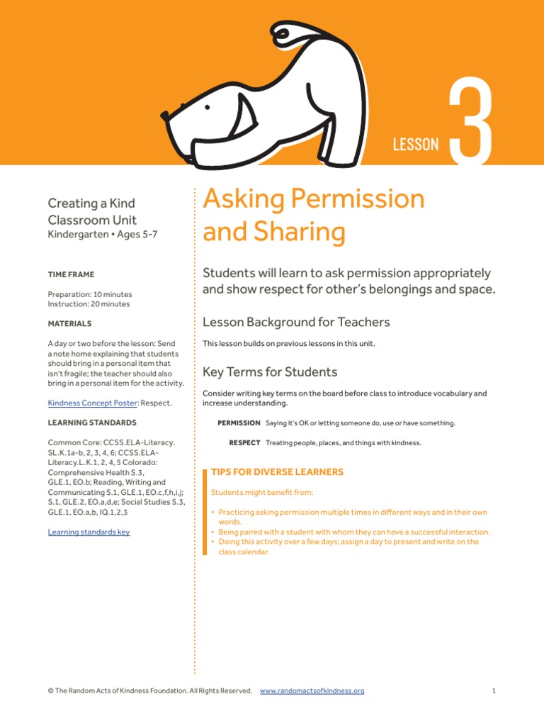 Asking Permission and Sharing: Lesson | PDF | Behavior Modification ...