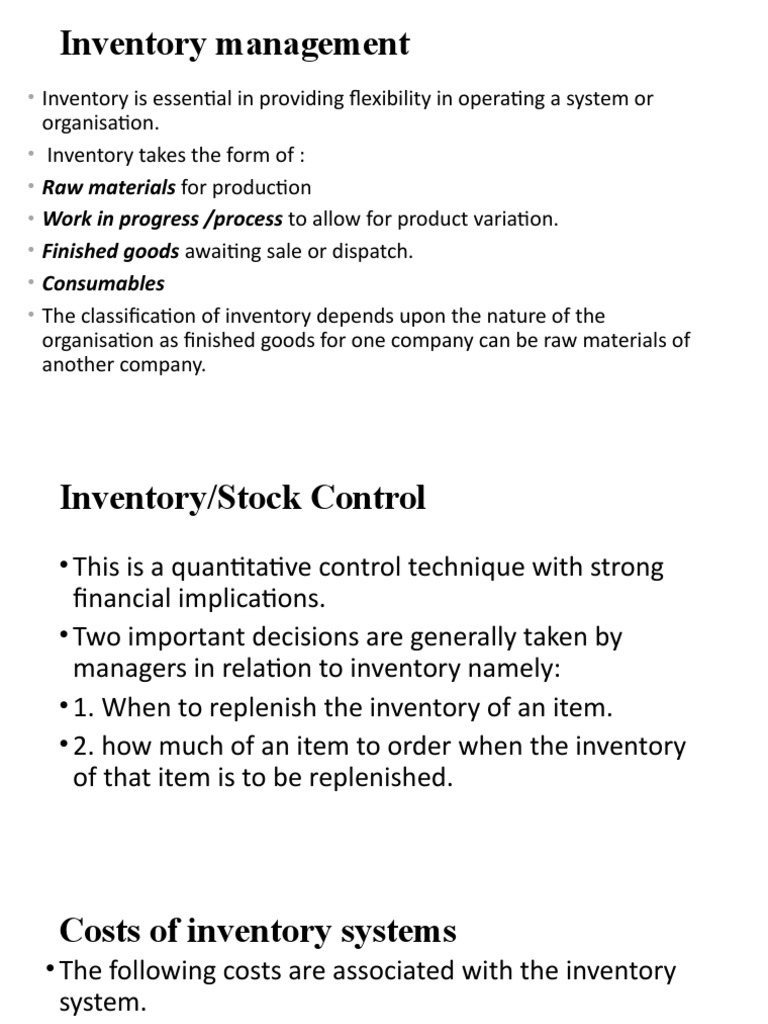 Inventory Management | PDF | Inventory | Demand
