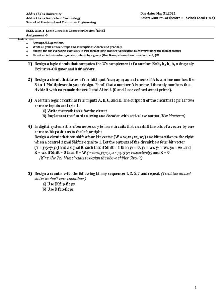 Template Assignment 3 | PDF | Logic Gate | Electronic Engineering