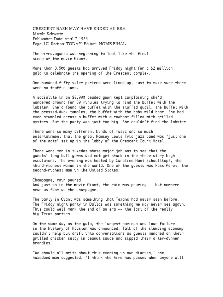 Maryln Schwartz Party Review | PDF | Leisure