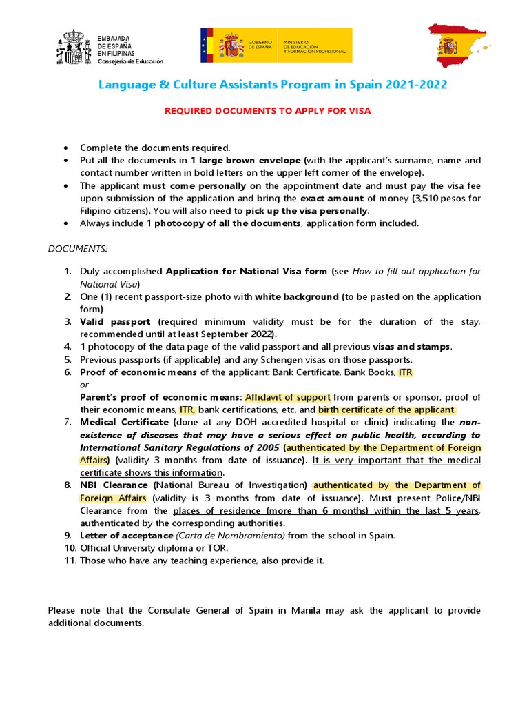 Visa Application Guide for Spain 2021-2022 | PDF | Travel Visa | Passport