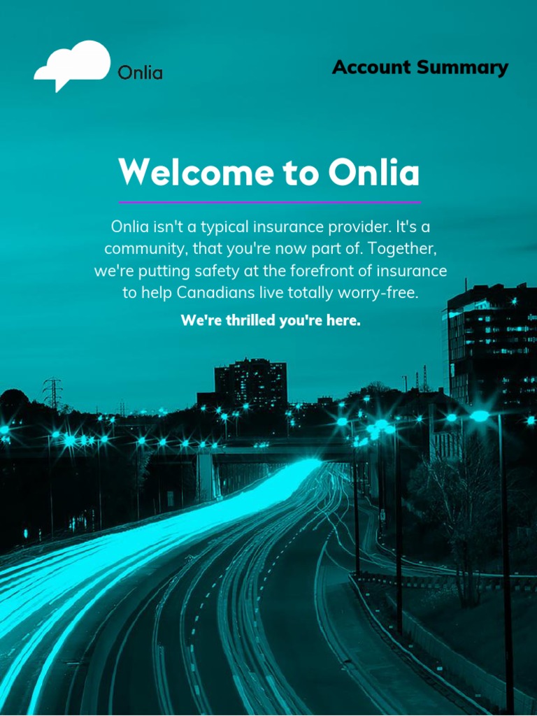 Welcome To Onlia: Account Summary | PDF | Insurance | Vehicle Insurance