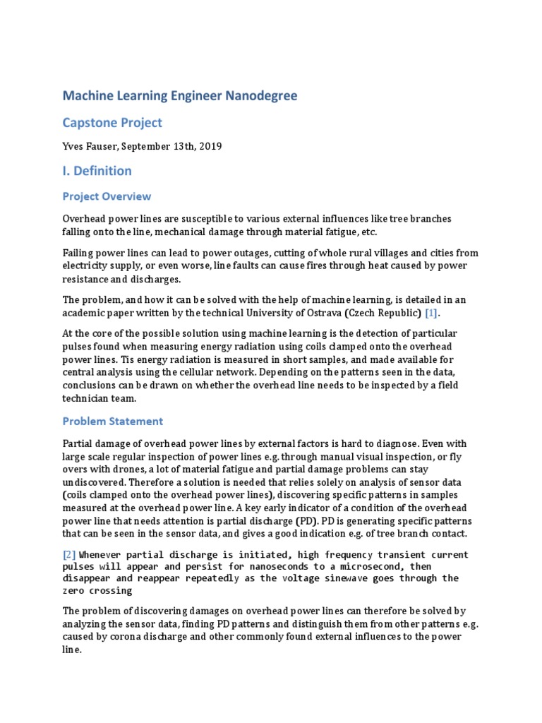 Capstone Project I. Definition: Machine Learning Engineer Nanodegree ...