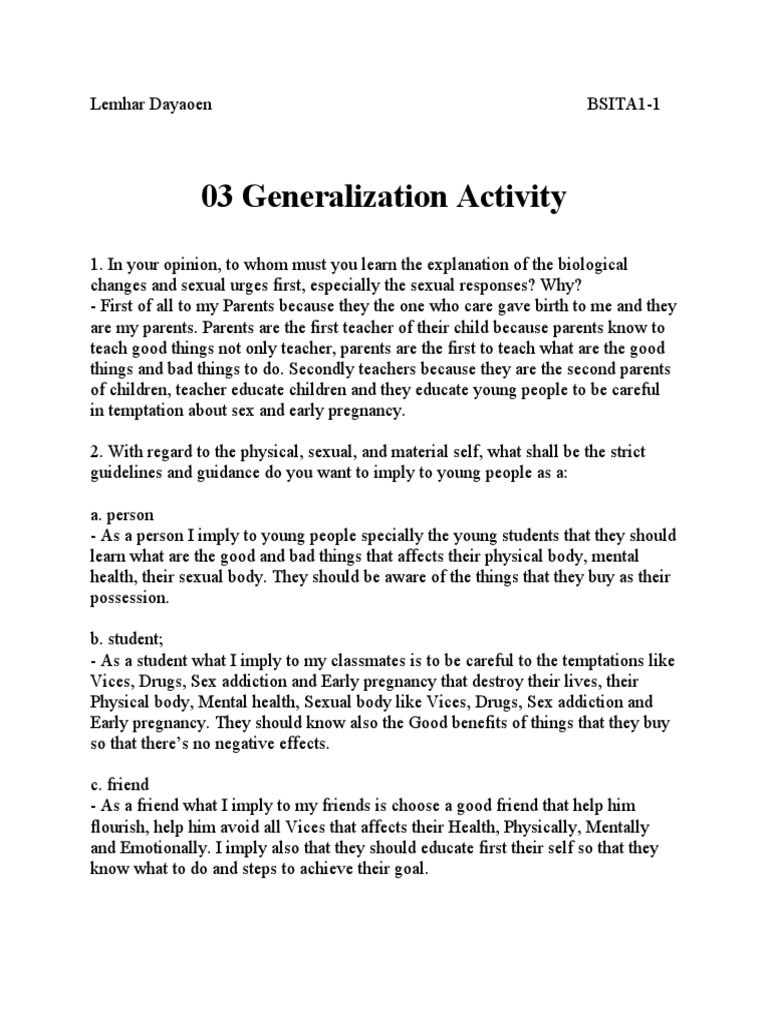 03 Generalization Activity Lemhar | PDF